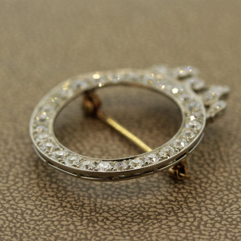 Edwardian Diamond Platinum Circle Pin Brooch For Sale (Free Shipping ...