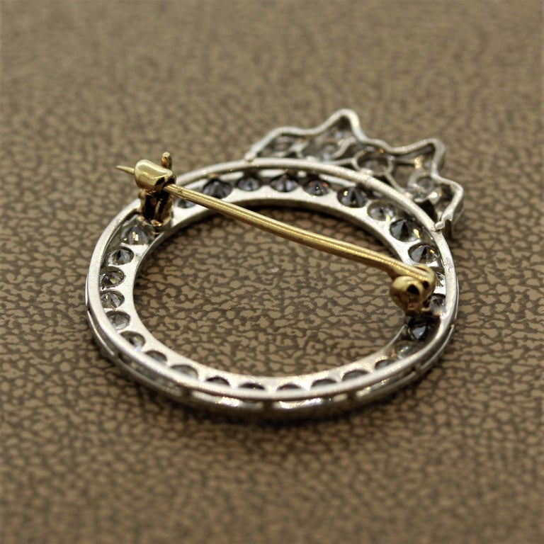 Edwardian Diamond Platinum Circle Pin Brooch For Sale (Free Shipping ...