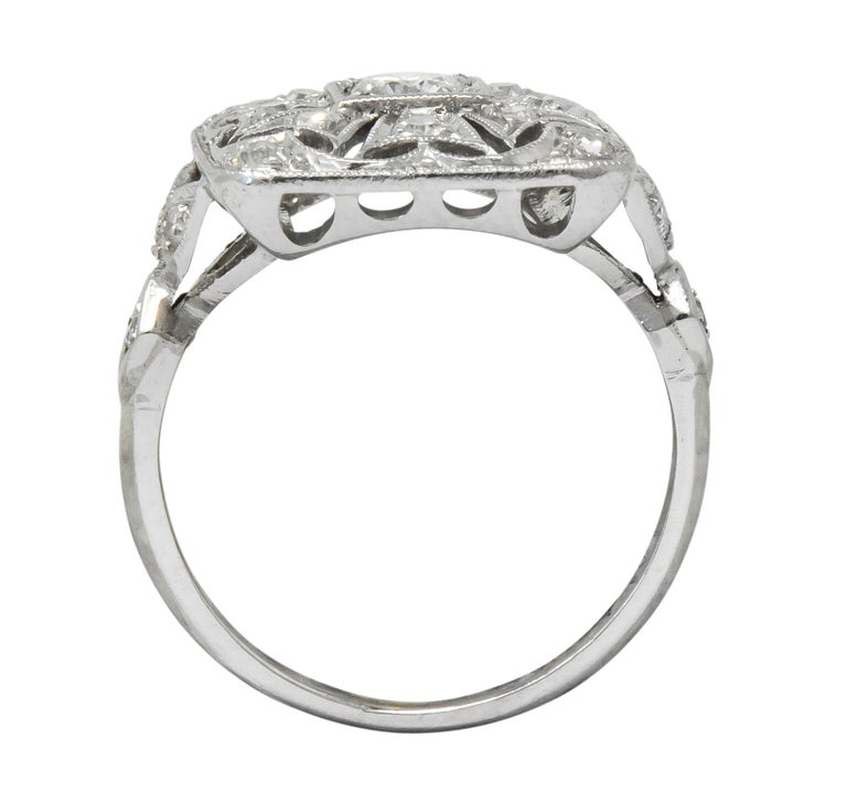 Edwardian Diamond Platinum Geometric Dinner Ring at 1stDibs