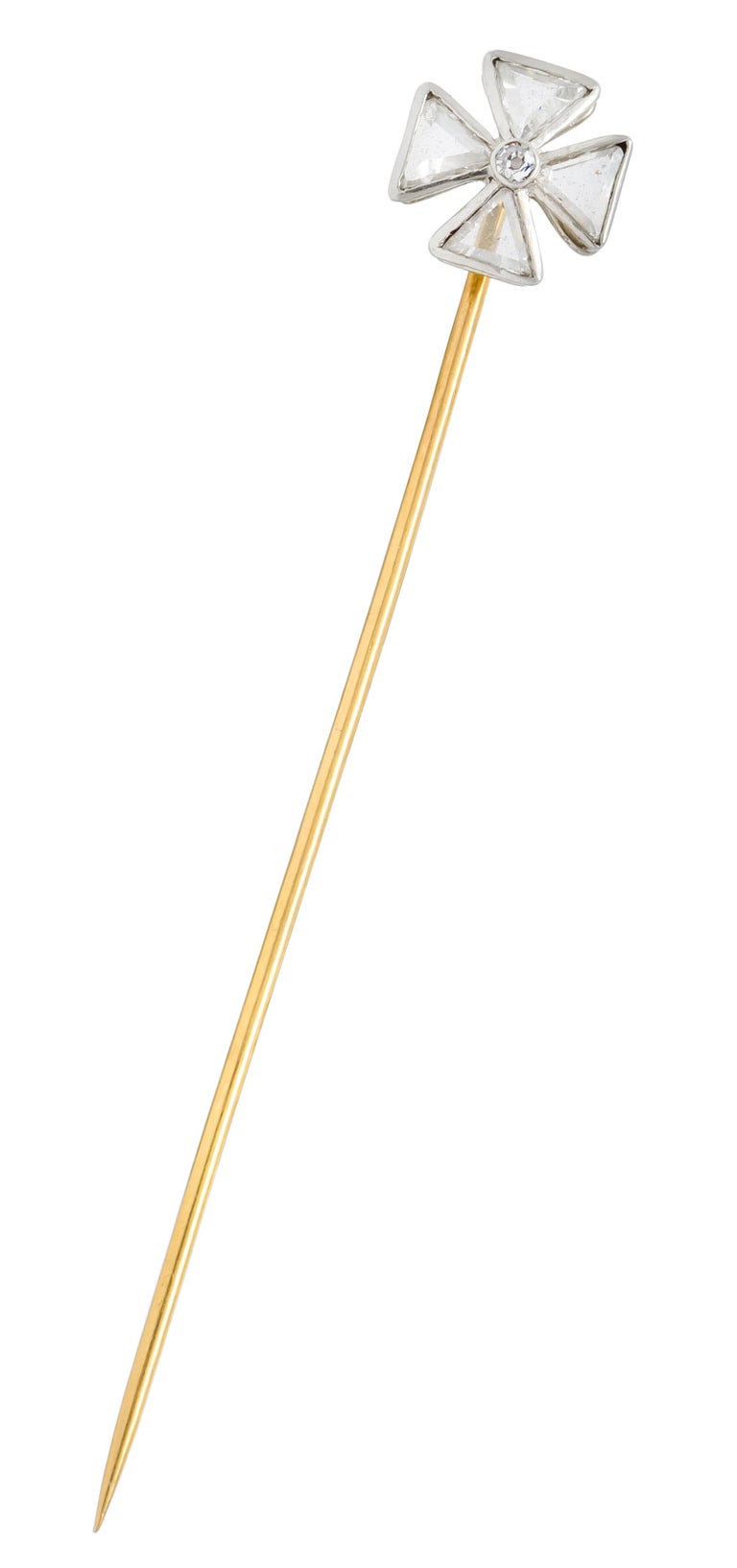 Edwardian Diamond Platinum-Topped 14 Karat Gold Maltese Cross Stickpin ...
