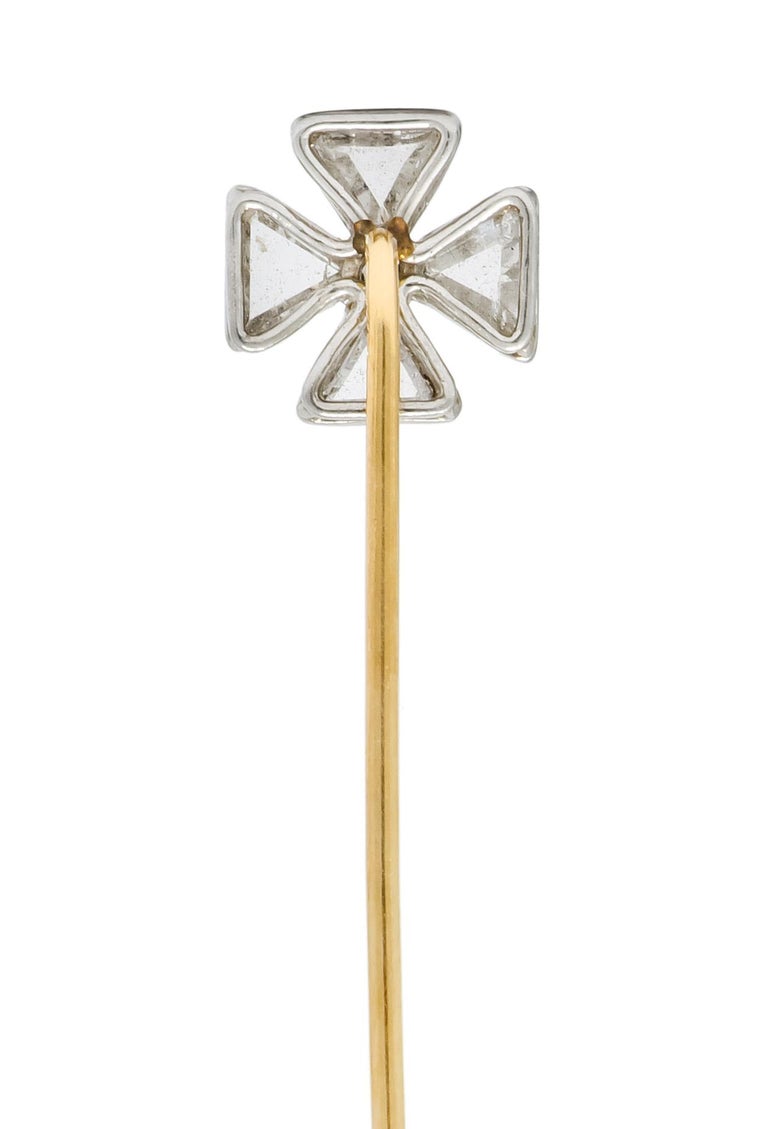 Edwardian Diamond Platinum-Topped 14 Karat Gold Maltese Cross Stickpin ...