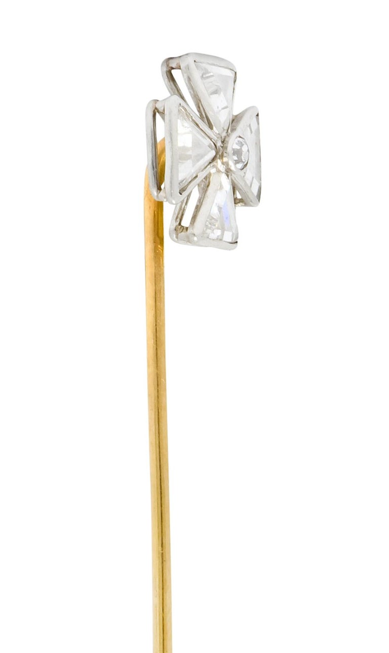 Edwardian Diamond Platinum-Topped 14 Karat Gold Maltese Cross Stickpin ...