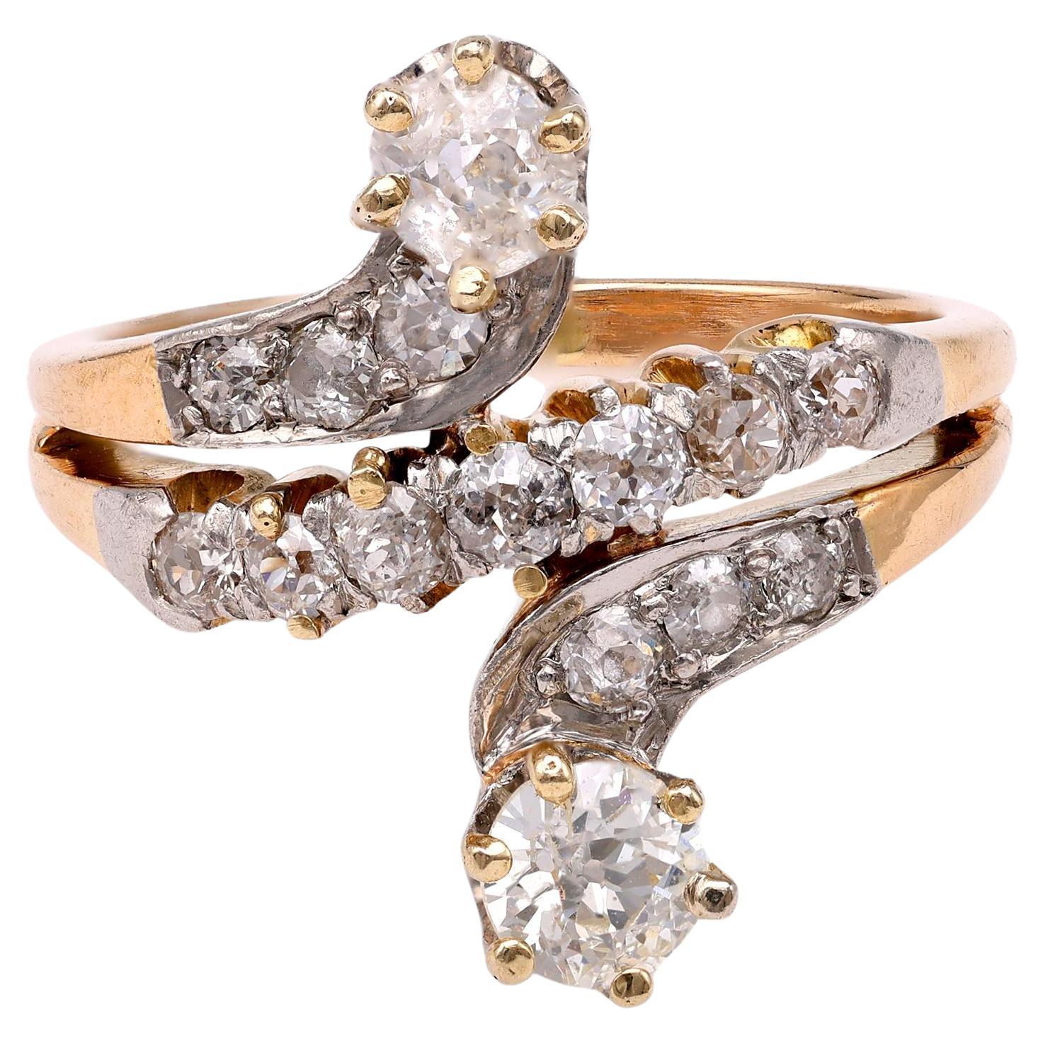 Edwardian Diamond Two-Tone Ring For Sale at 1stDibs