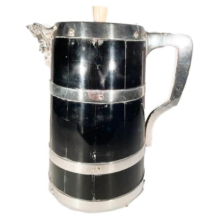 Edwardian Ebonized Wood and Silver Plate Pitcher with Bacchus Mask ...