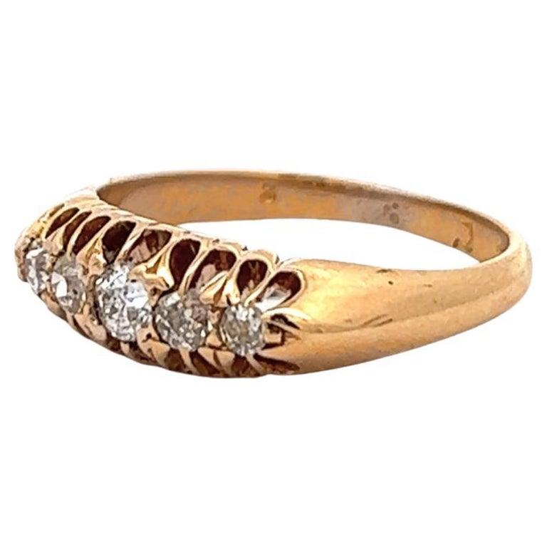 Edwardian English Diamond 18k Yellow Gold Five Stone Ring For Sale at ...
