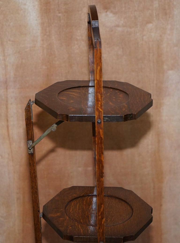 Edwardian English Oak Folding Whatnot Display Table or Cake Stand ...