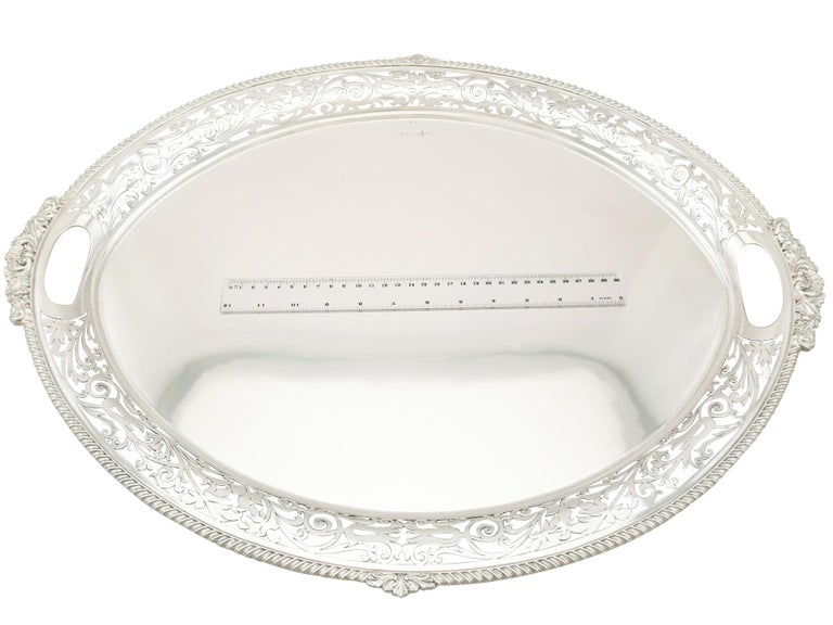 Edwardian English Sterling Silver Tea Tray at 1stDibs