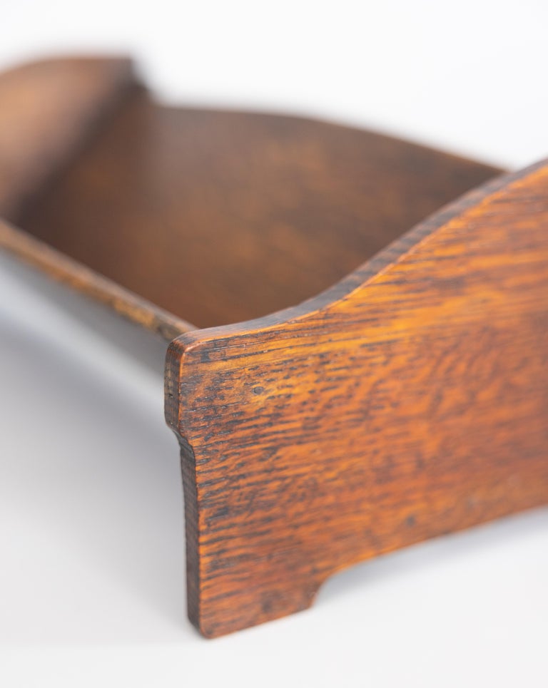 Edwardian English Tiger Oak Table Top Book Trough Rack Stand Bookends ...