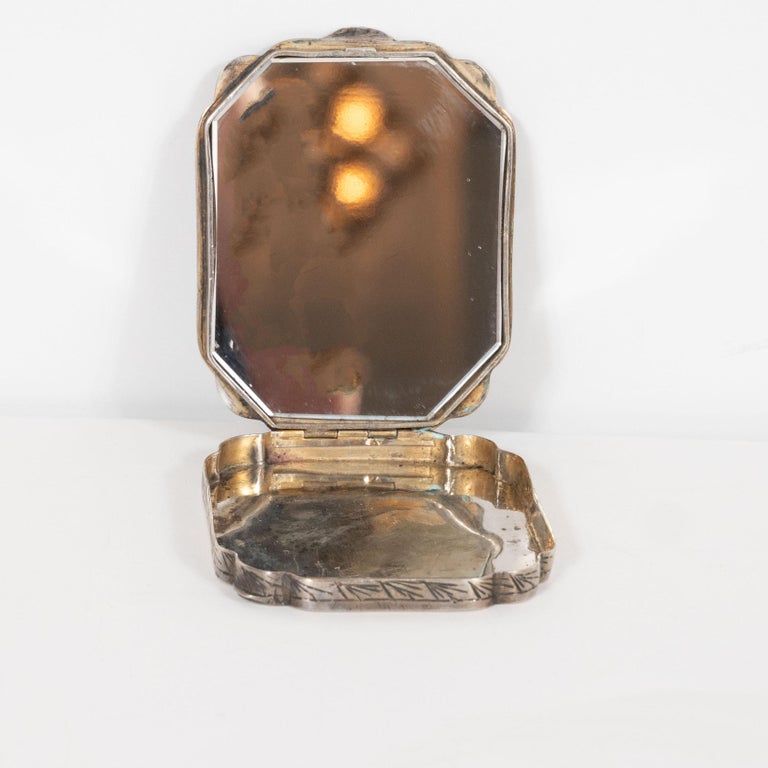 Edwardian Engraved Silver and Hand Painted Enamel Compact Portrait ...