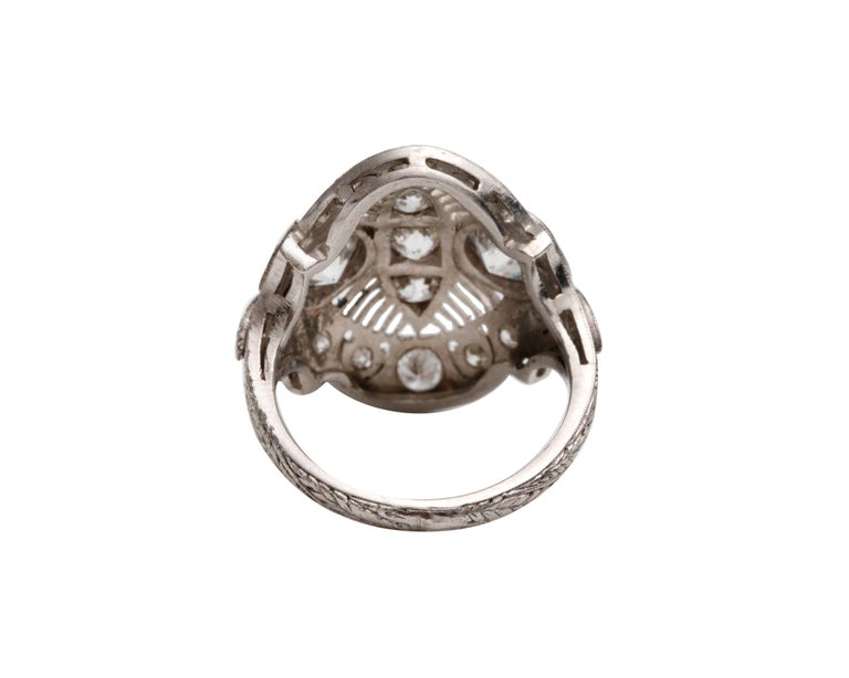 Edwardian Era Platinum 2.01 Carat Diamond Filigree Ring Foliate ...