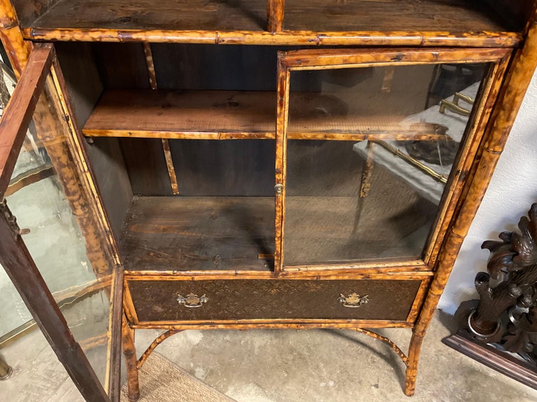 Edwardian Era Tortoise Bamboo Storage Cabinet For Sale at 1stDibs