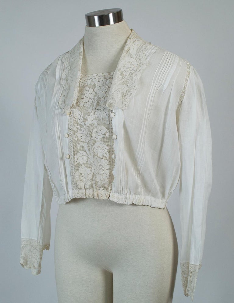 Edwardian Filet Lace Sailor Collar Blouse, 1910s For Sale at 1stdibs