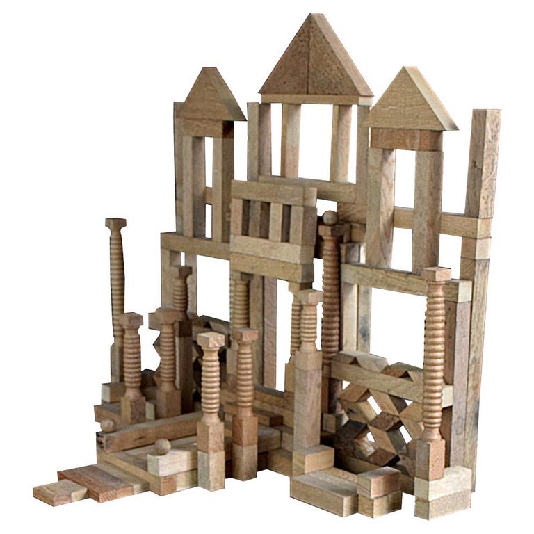 Edwardian German Large Set of Pine Building Blocks For Sale at 1stDibs