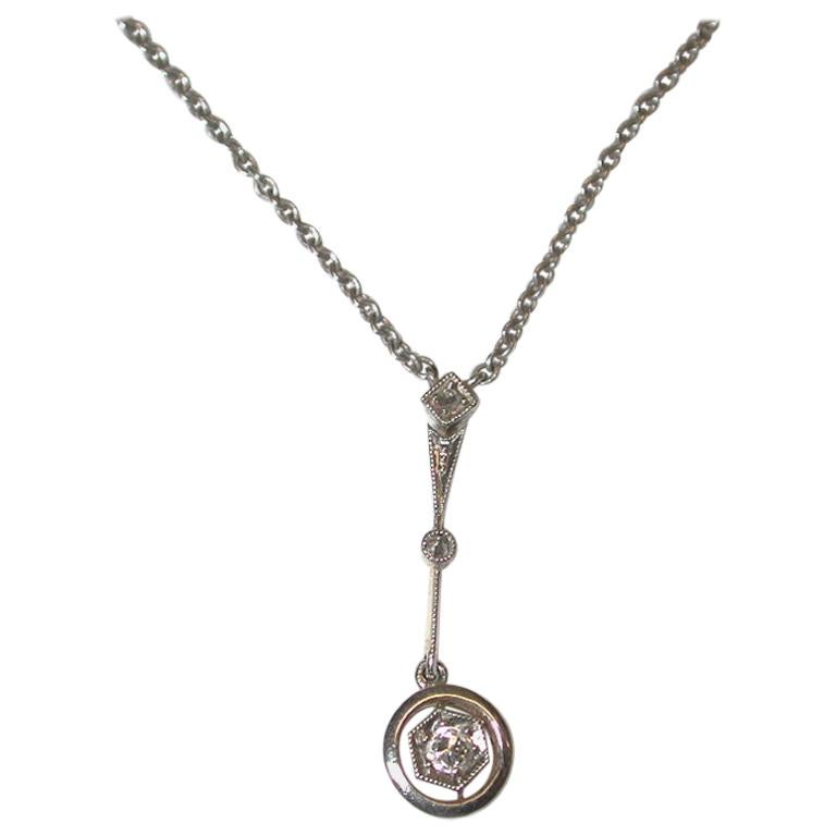 Edwardian Gold Pendant with Integral Chain Set with Diamonds, circa ...