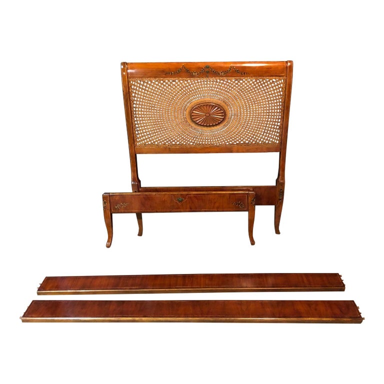 Edwardian Hand Painted and Caned Wood Twin Bed Frame at 1stDibs