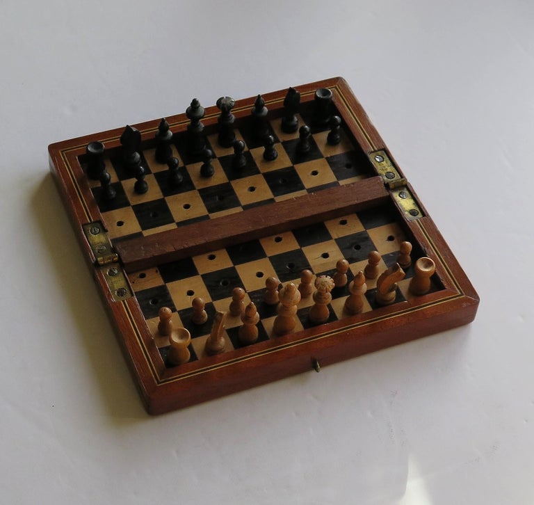 Edwardian Handmade Miniature Travelling Chess Set Game, circa 1900 at ...