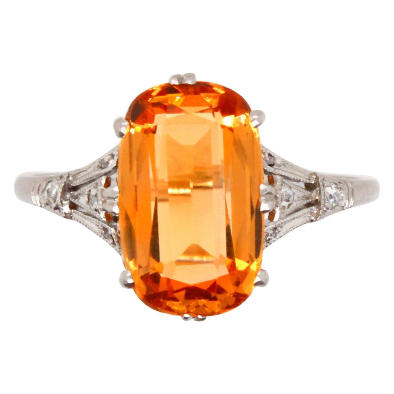 Edwardian Imperial Topaz and Diamond Ring, circa 1910s at 1stDibs