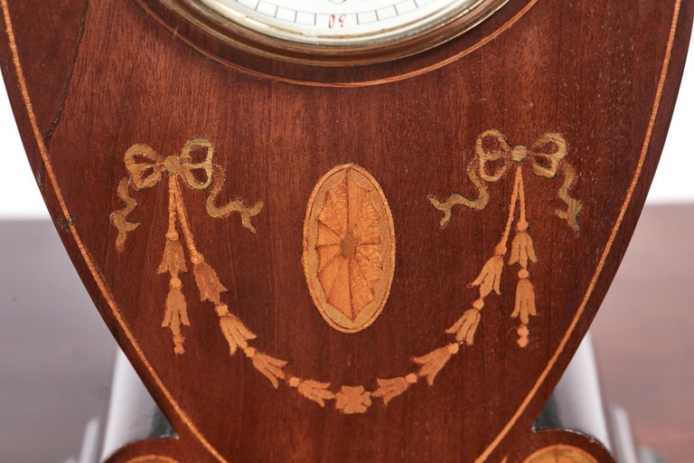 Edwardian Inlaid Mahogany Mantel Clock For Sale at 1stDibs