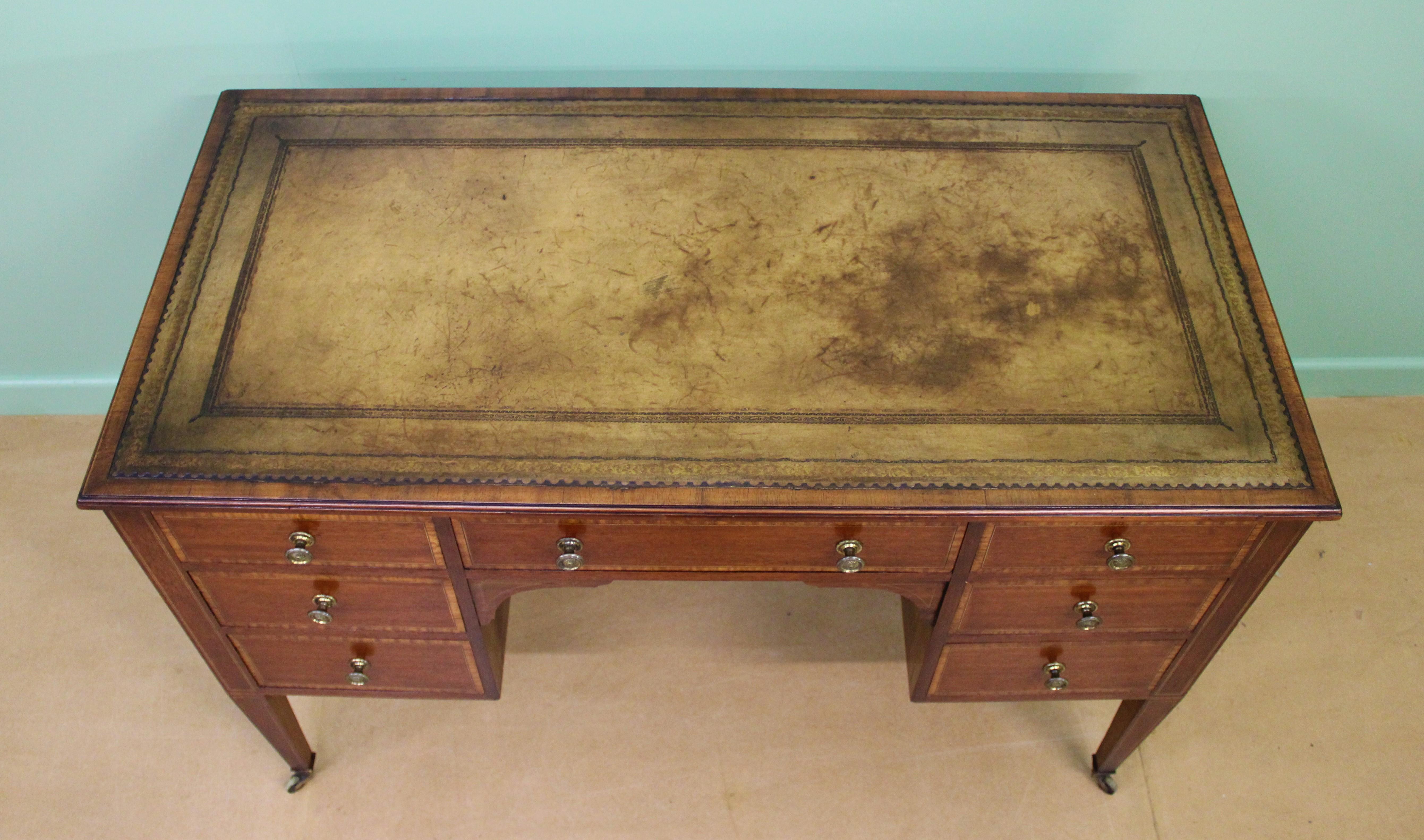 Edwardian Inlaid Mahogany Writing Desk at 1stDibs