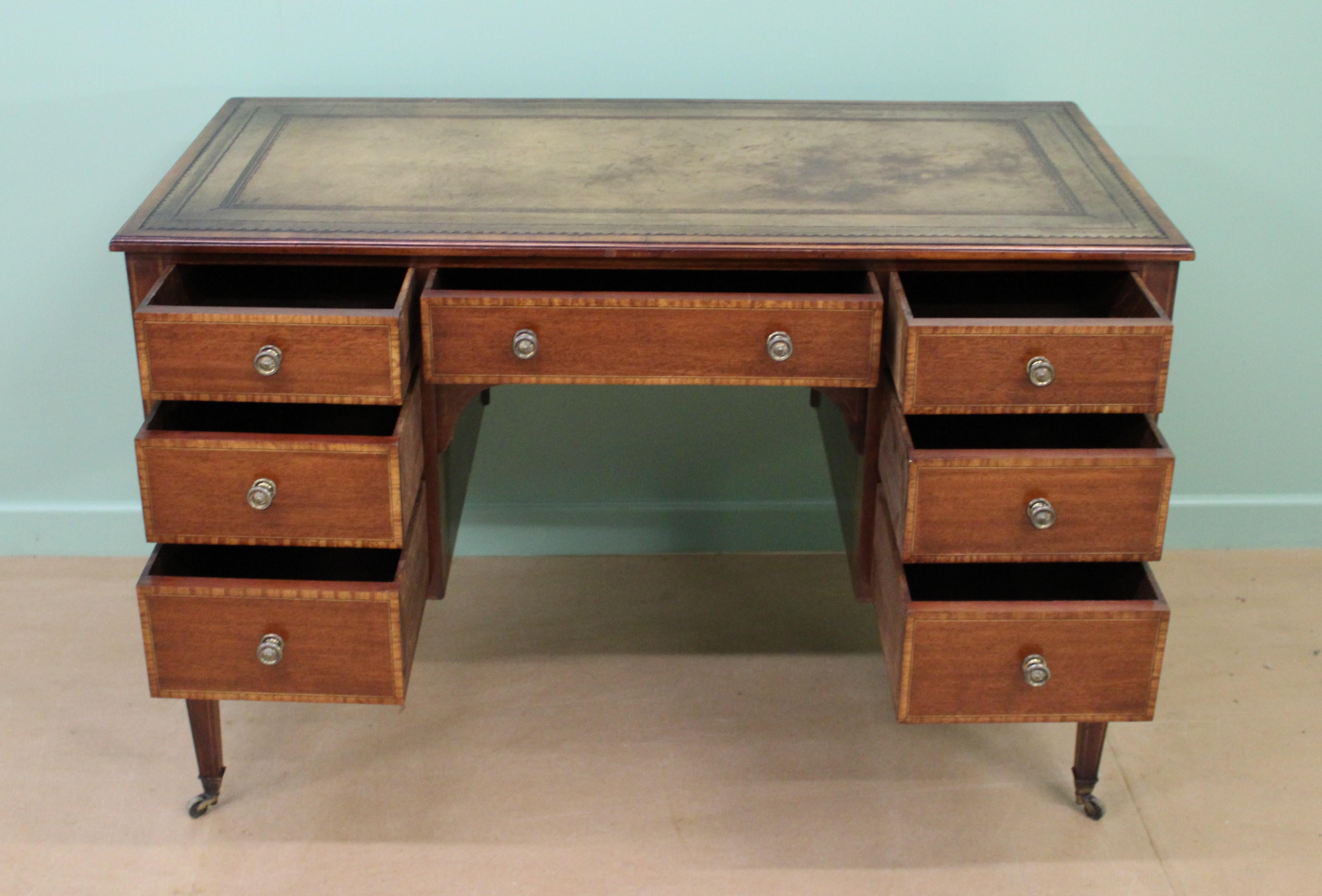 Edwardian Inlaid Mahogany Writing Desk at 1stDibs