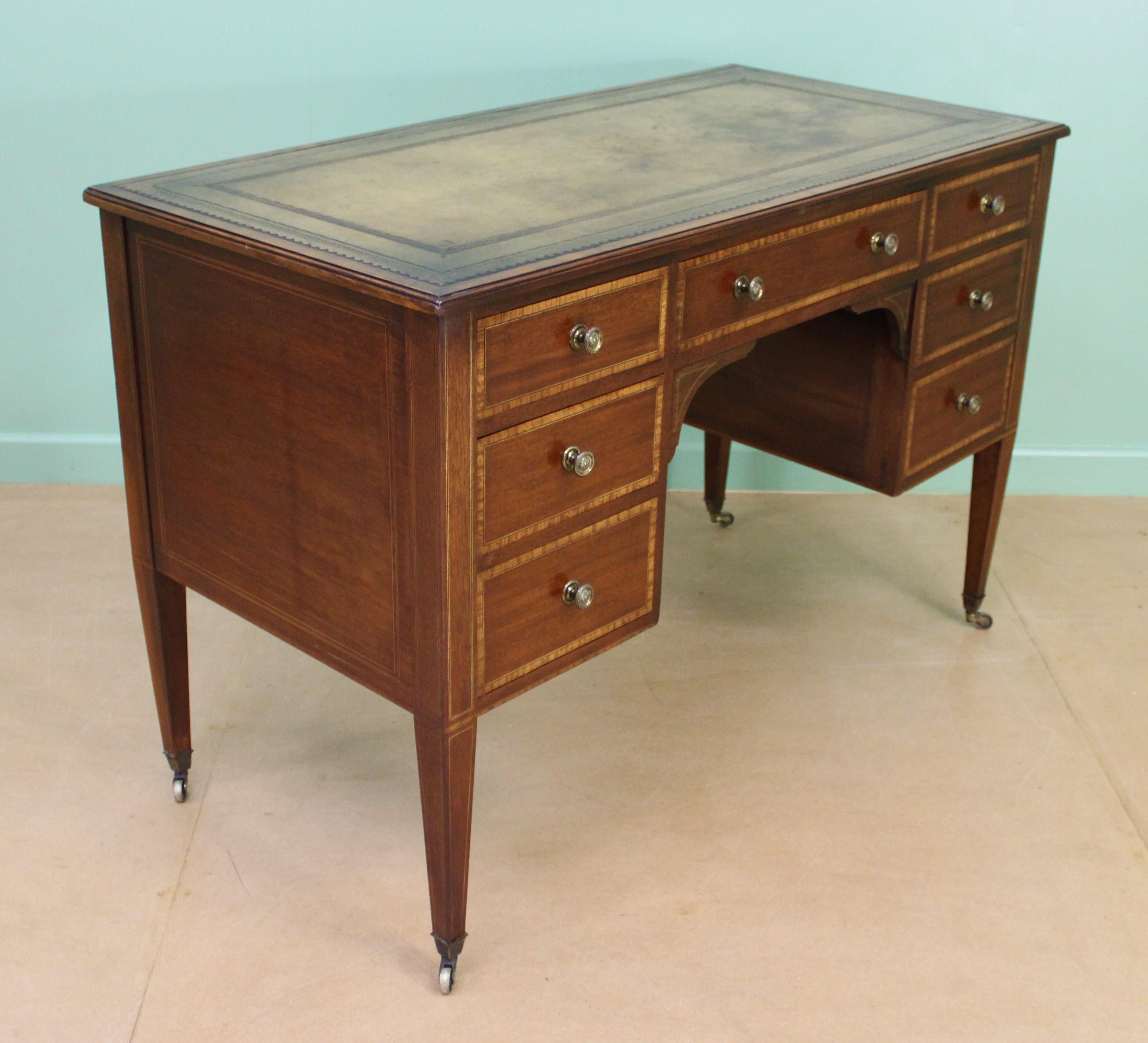 Edwardian Inlaid Mahogany Writing Desk at 1stDibs