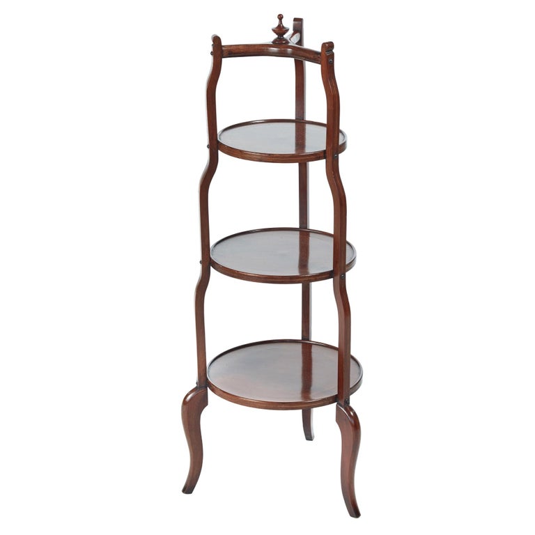 Edwardian Inlaid Three Tier Cake Stand For Sale at 1stDibs