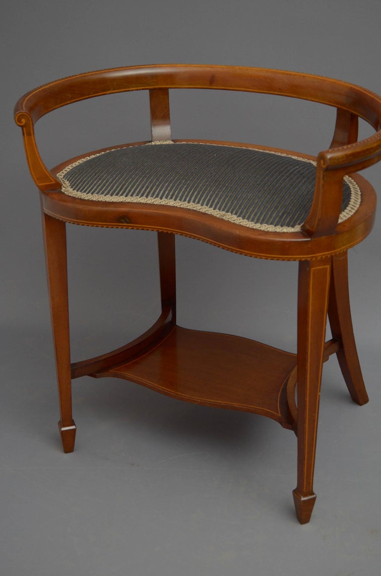 Edwardian Kidney Shaped Stool For Sale at 1stDibs
