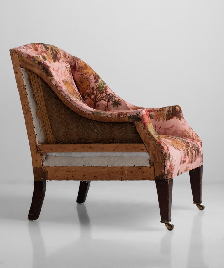 Edwardian Library Chair in Linen / Cotton / Nylon Dinosaur Print from ...
