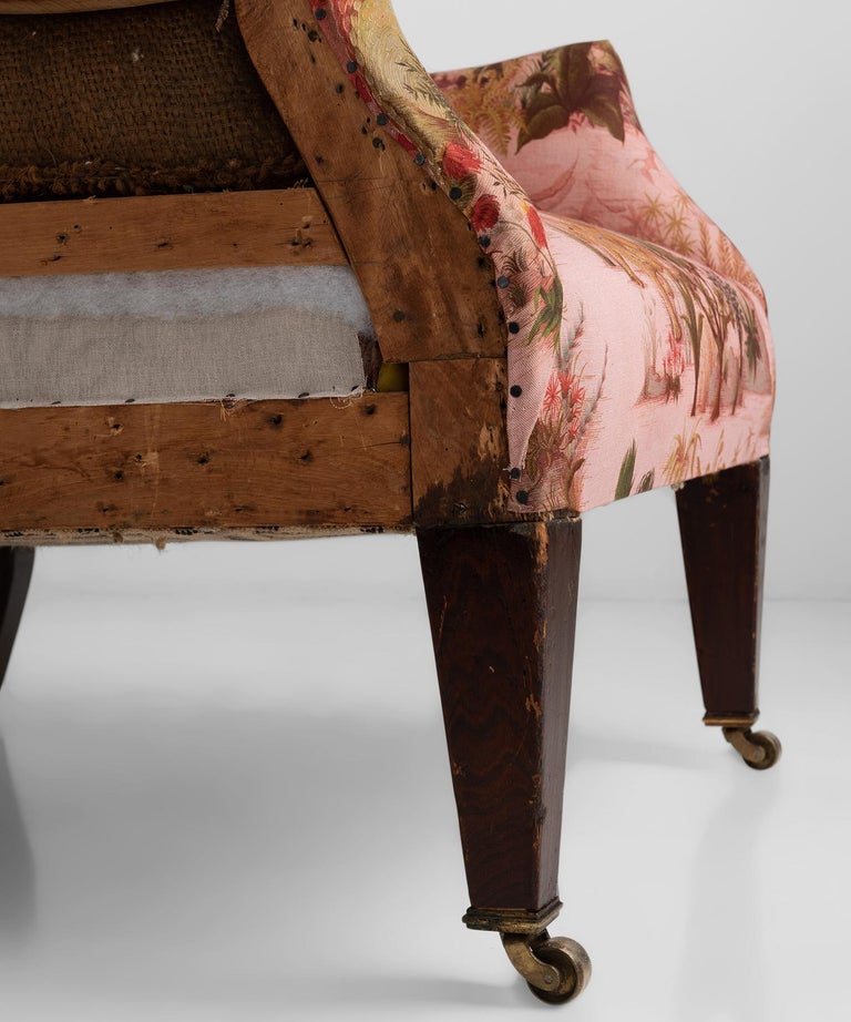 Edwardian Library Chair in Linen / Cotton / Nylon Dinosaur Print from ...