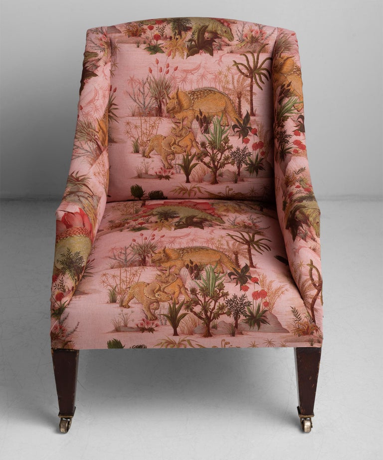 Edwardian Library Chair in Linen / Cotton / Nylon Dinosaur Print from ...