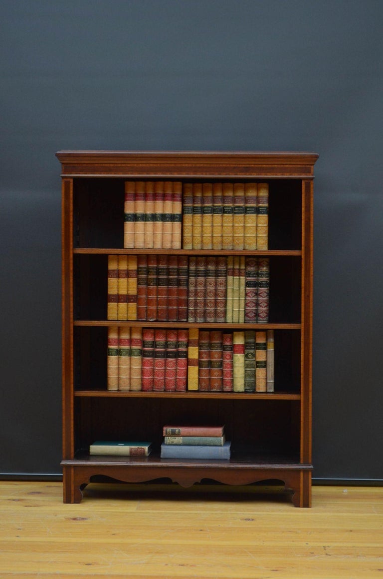 Edwardian Mahogany and Inlaid Open Bookcase For Sale at 1stDibs