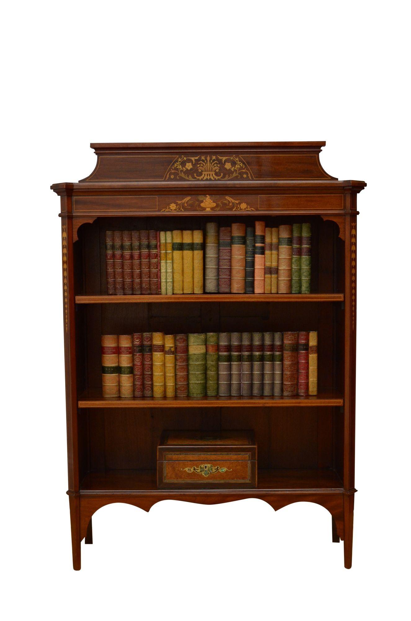 Edwardian Mahogany and Inlaid Open Bookcase at 1stDibs