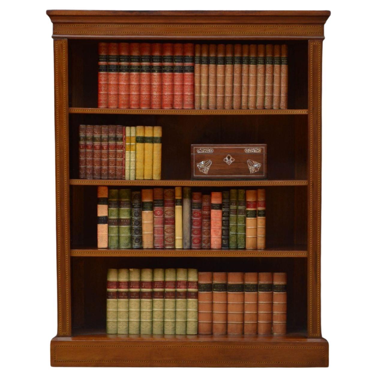 Edwardian Mahogany and Inlaid Library Bookcase at 1stDibs