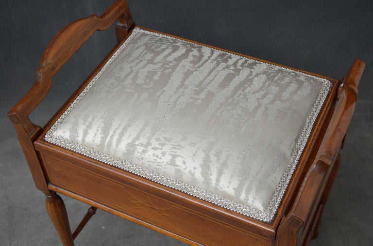 Edwardian Mahogany and Inlaid Stool For Sale at 1stDibs