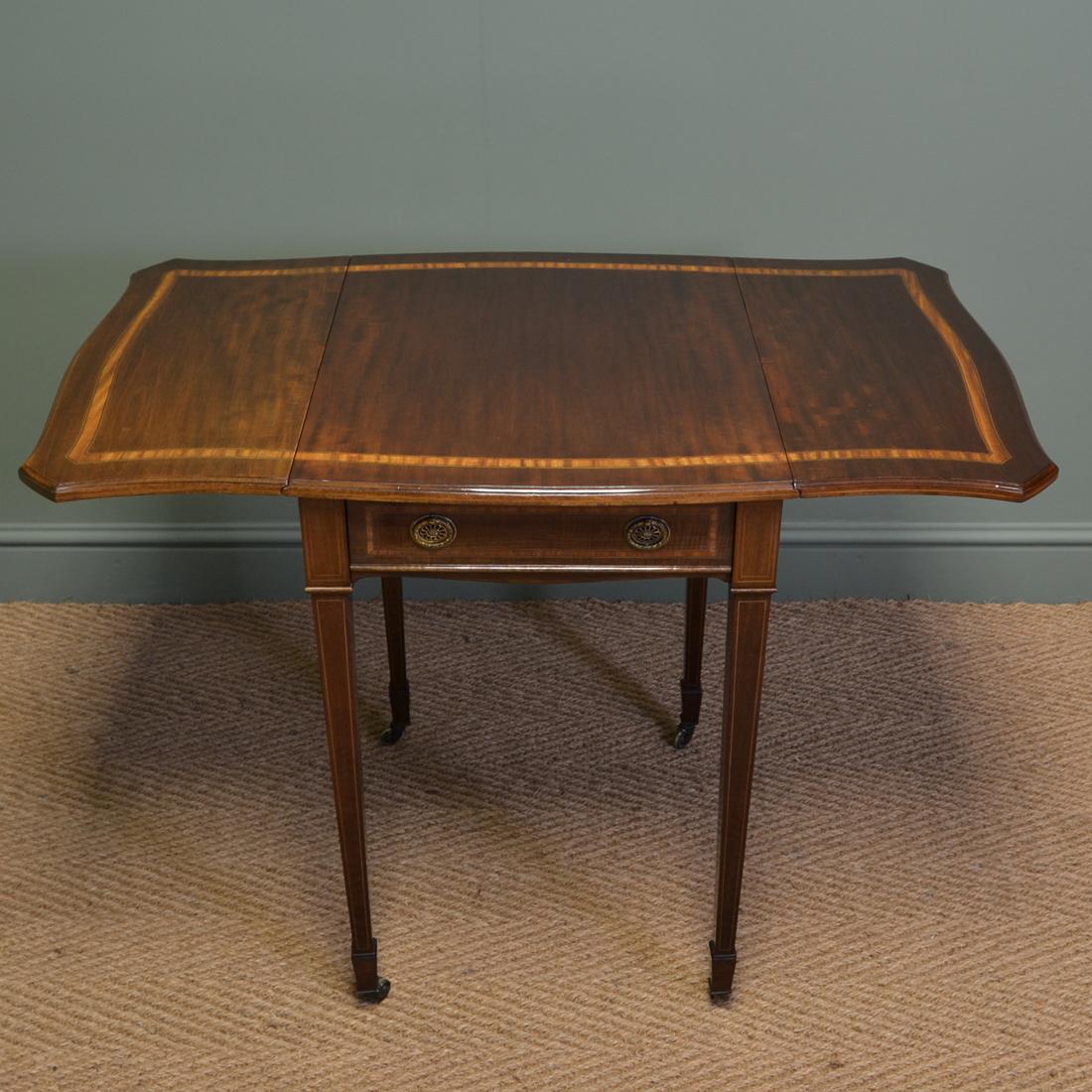 Edwardian Mahogany Antique Drop-Leaf Side Table For Sale at 1stDibs