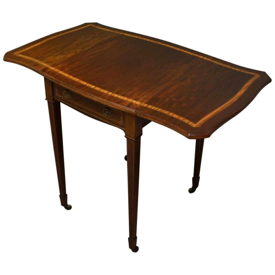 Edwardian Mahogany Antique Drop-Leaf Side Table For Sale at 1stDibs