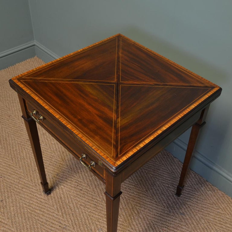 Edwardian Mahogany Antique Envelope Card Table For Sale at 1stDibs