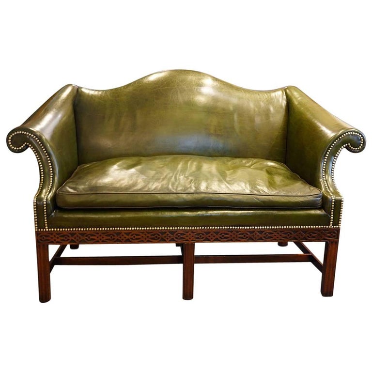 Edwardian Mahogany Camel Back Chippendale Style Sofa at 1stDibs