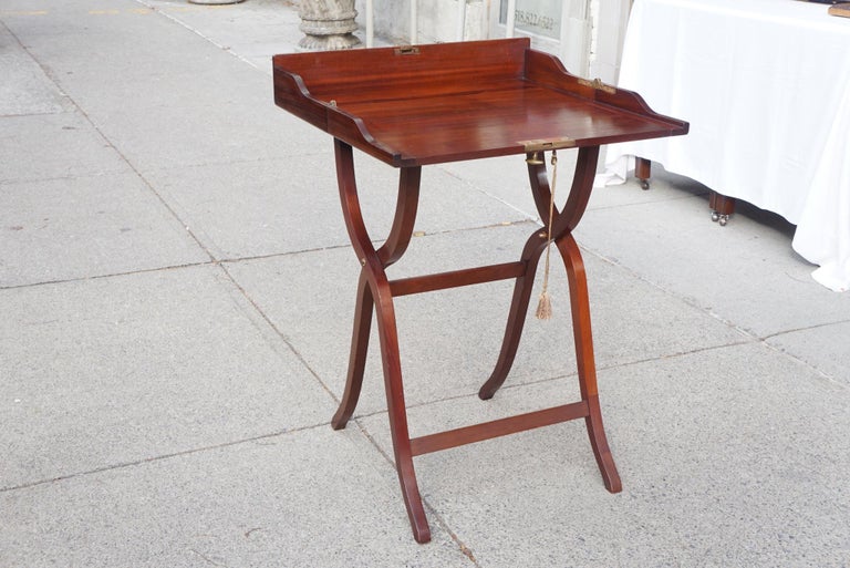Edwardian Mahogany Campaign Desk with Lock and Key at 1stDibs
