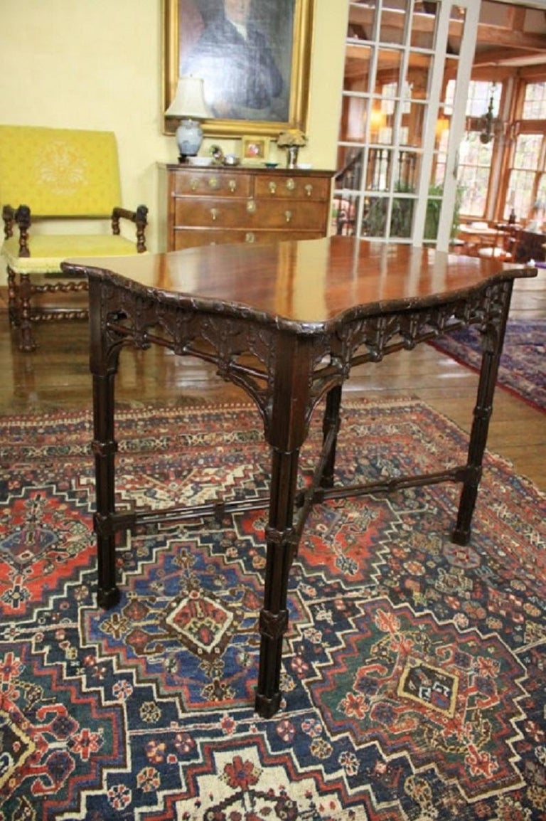 Edwardian Mahogany Chinese Chippendale Style Silver Table For Sale at ...