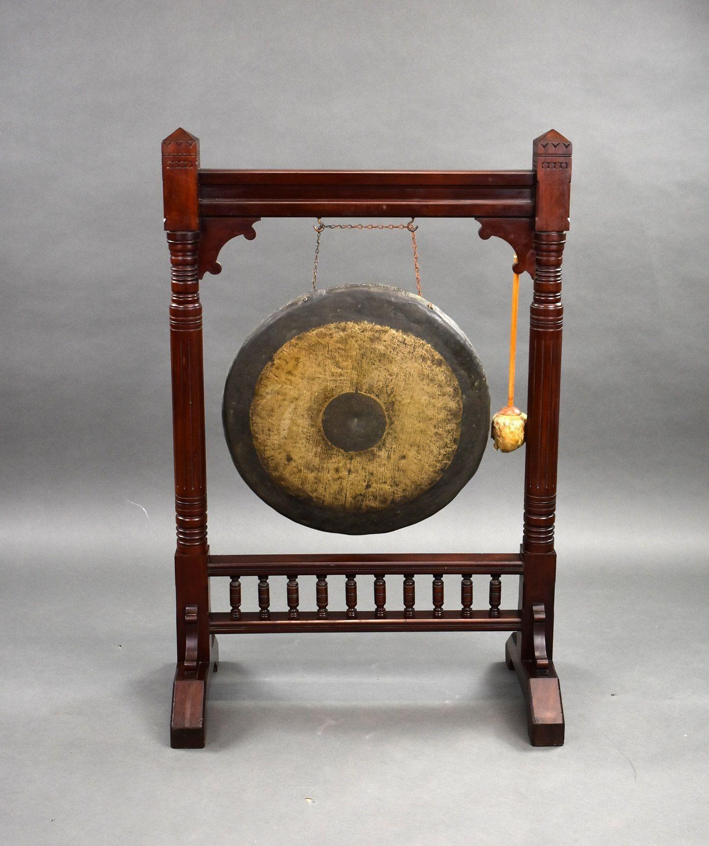 Edwardian Mahogany Framed Dinner Gong For Sale at 1stDibs