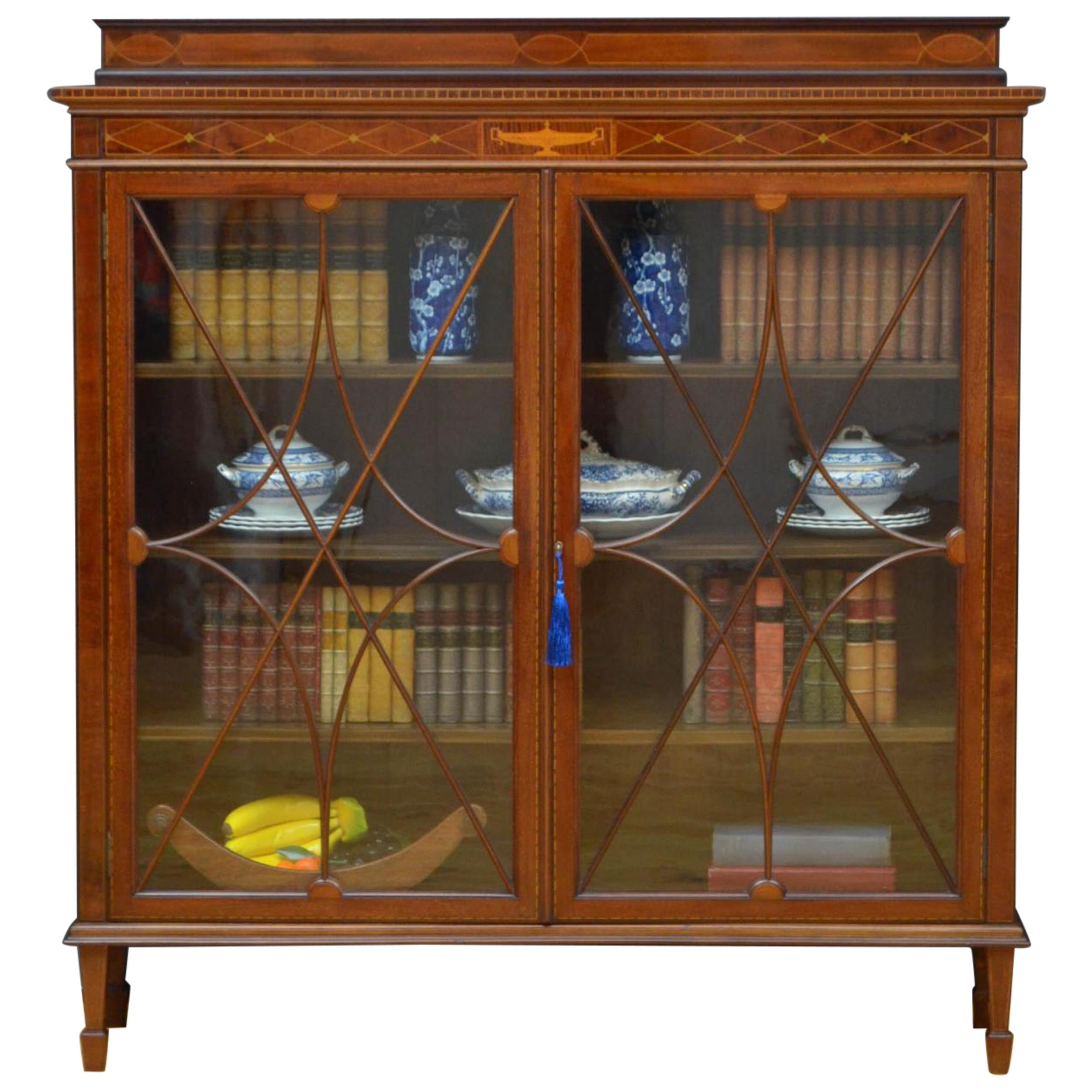 Edwardian Mahogany Glazed Bookcase at 1stDibs