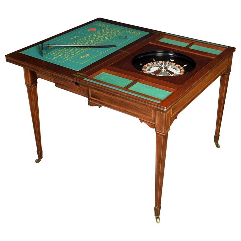 Edwardian Mahogany Inlaid Roulette Games Table For Sale at 1stDibs
