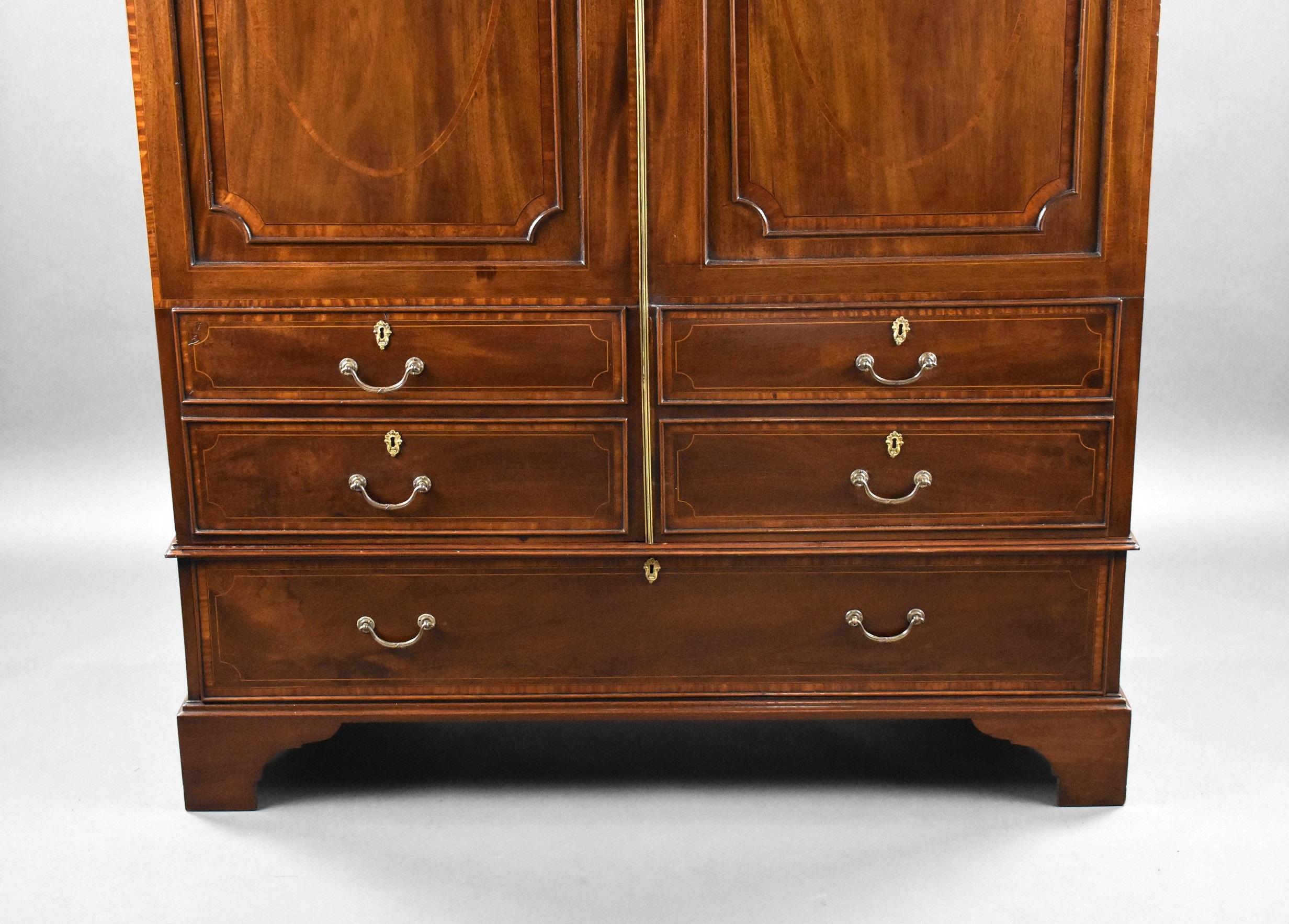 Edwardian Mahogany Inlaid Two Door Wardrobe at 1stDibs | edwardian wardrobe