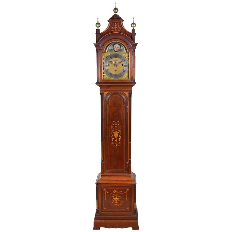 Edwardian Mahogany Musical Grandfather Clock For Sale at 1stDibs