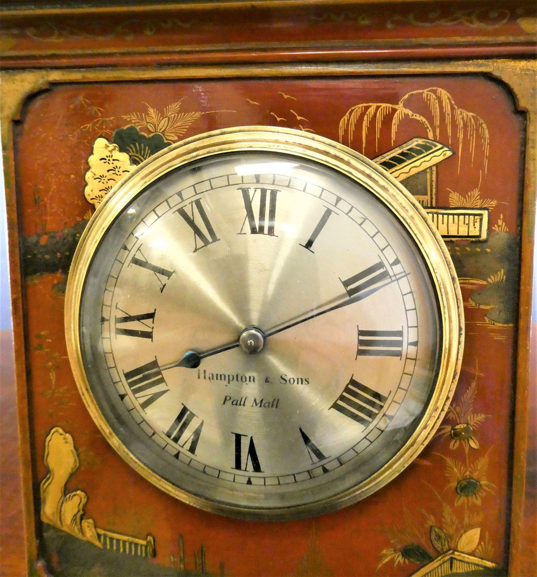 Edwardian Mantel Clock with Chinoiserie Decoration For Sale at 1stDibs
