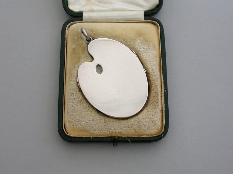 Edwardian Novelty Cased Silver Artists Palette Paint Box, Albert Barker ...