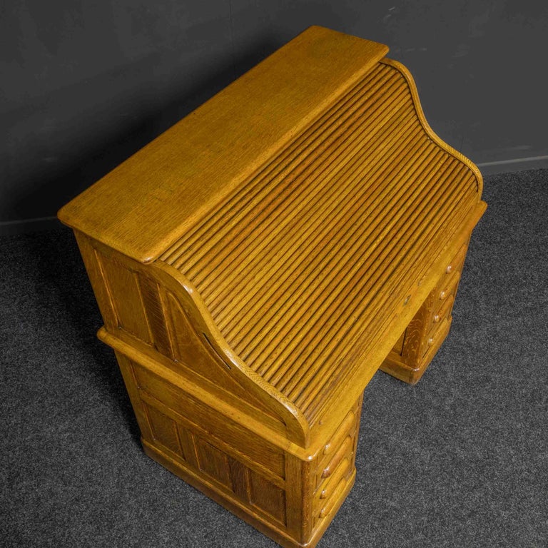 Edwardian Oak Roll Top Desk by Lebus Desk Co For Sale at 1stDibs