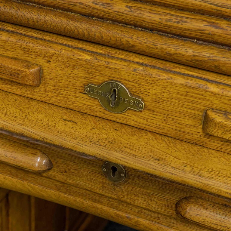 Edwardian Oak Roll Top Desk by Lebus Desk Co For Sale at 1stDibs