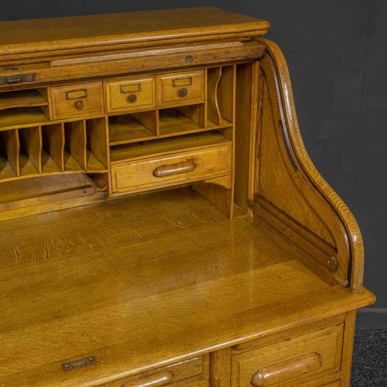 Edwardian Oak Roll Top Desk by Lebus Desk Co For Sale at 1stDibs